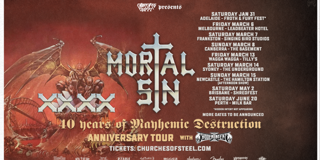 Mortal Sin - 40 Years of Mayhemic Destruction Australian Tour w/ Hidden ...