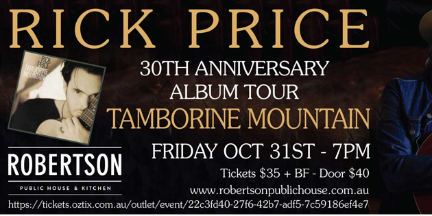 Rick Price - Tambourine Mountain 30th Anniversary Album Tour Tickets at ...